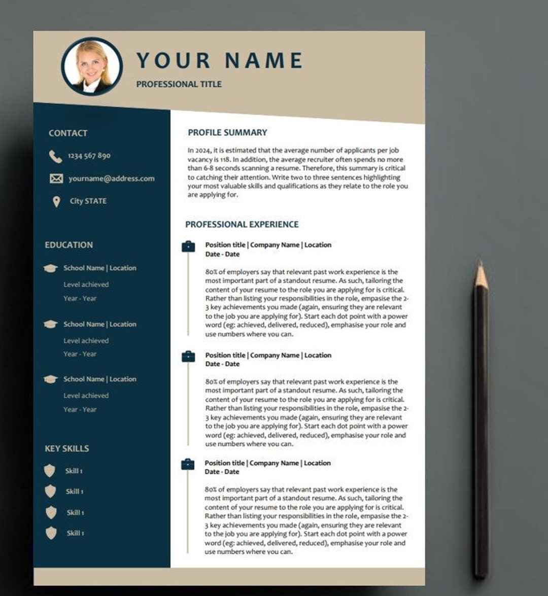 Modern Resume Template. Customizable Word Resume. Bold, Stylish 2024 ...