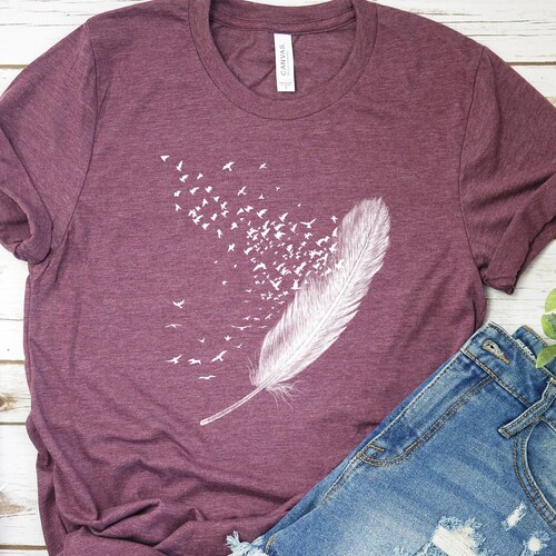 Feather Birds Shirt Graphic Tee Feather Unisex Tshirt Women - Etsy