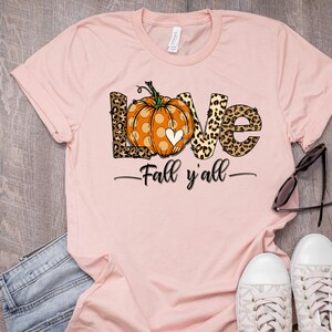 Love Fall Y'all Shirt, Fall Shirt, Pumpkin Shirt, Leopard Print Fall ...