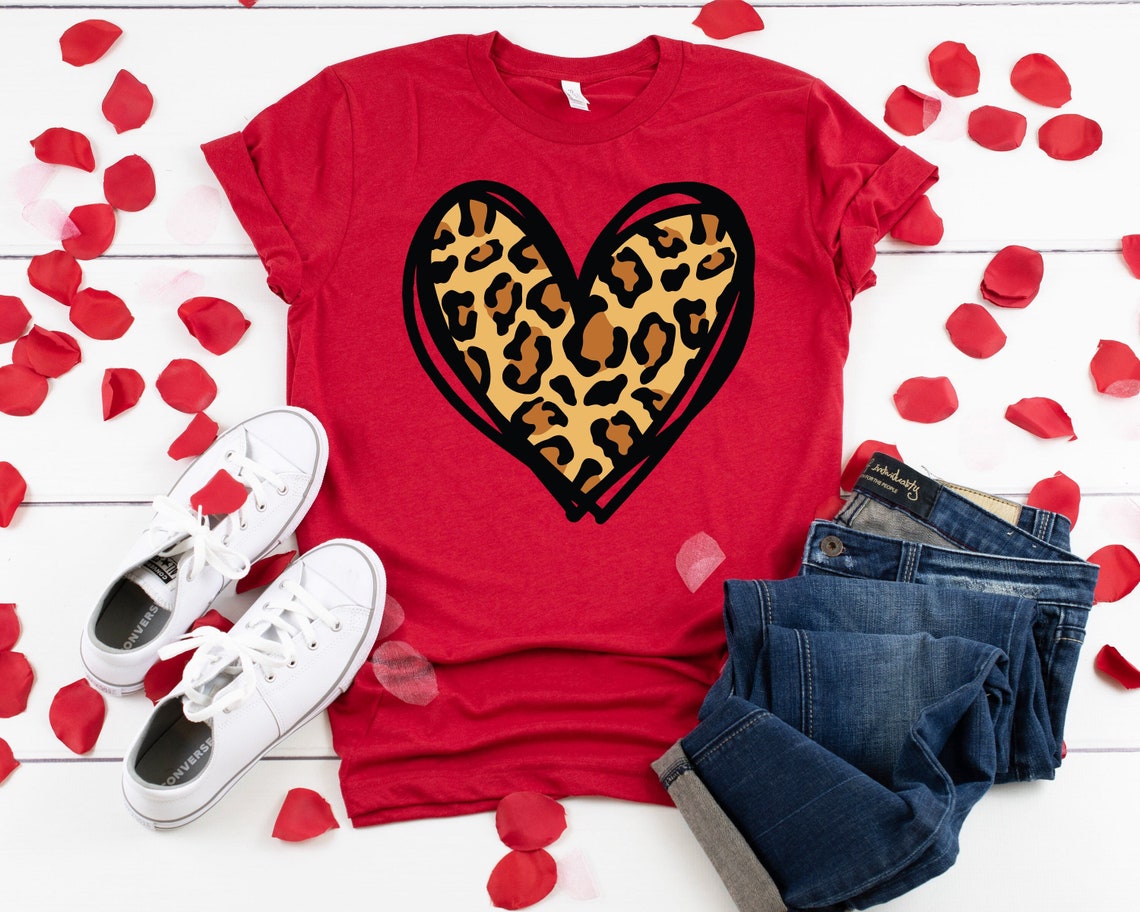 Valentine's Day Leopard Print Shirt, Leopard Heart Shirt, Plaid ...