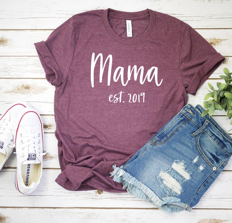 Mama Est Shirt Mommy Est Custom Year T Shirt New Mom Etsy