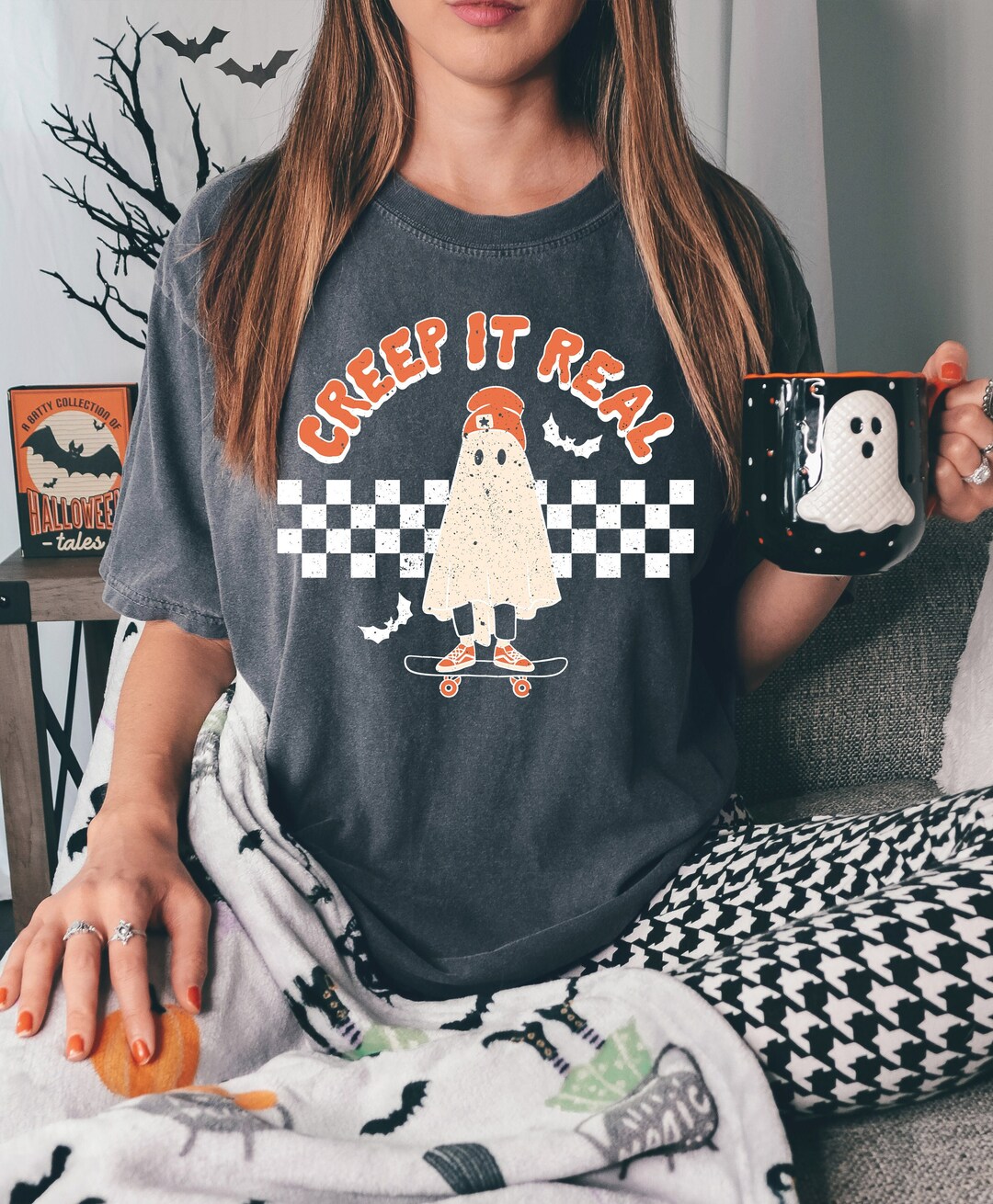 Creep It Real Shirt, Retro Halloween Shirt for Women, Cute Ghost Shirt ...