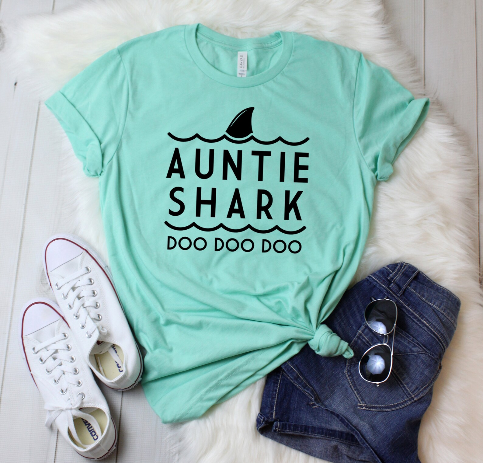 Auntie Shark Auntie Shark Shirt Aunt Shark Tee Auntie Doo | Etsy