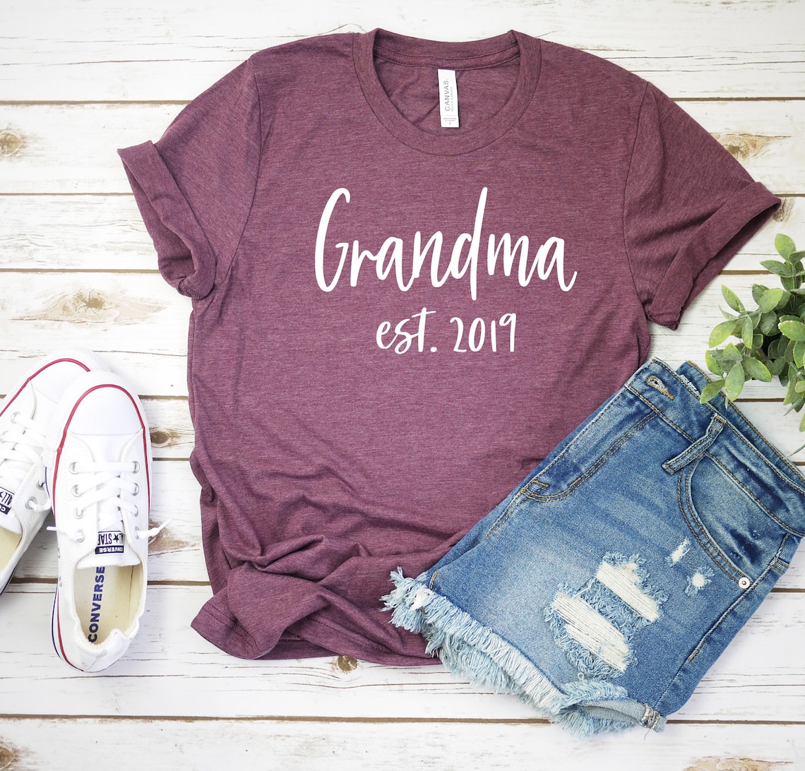 Grandma Est Shirt Grandma Est Custom Year T-shirt New - Etsy