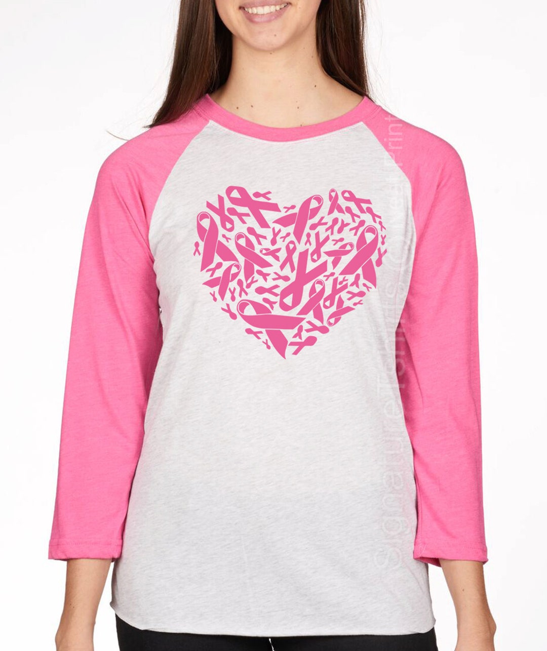 Pink Ribbon Heart, Breast Cancer Shirt, October Pink Ribbon Shirt ...
