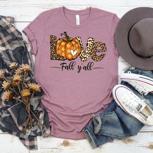 Love Fall Y'all Shirt, Fall Shirt, Pumpkin Shirt, Leopard Print Fall ...