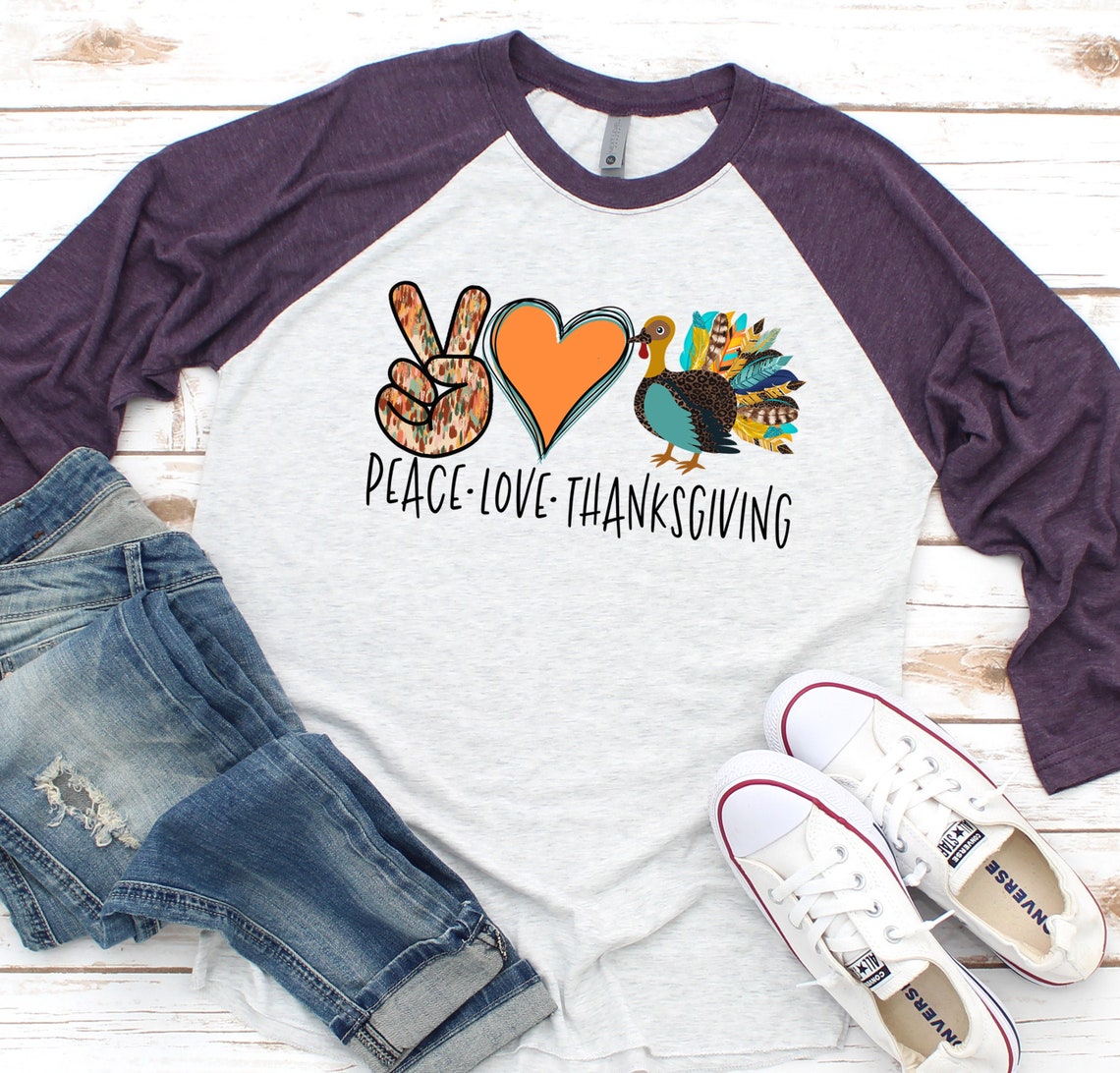 Peace Love Thanksgiving Shirt Fall Pumpkin T-Shirt | Etsy