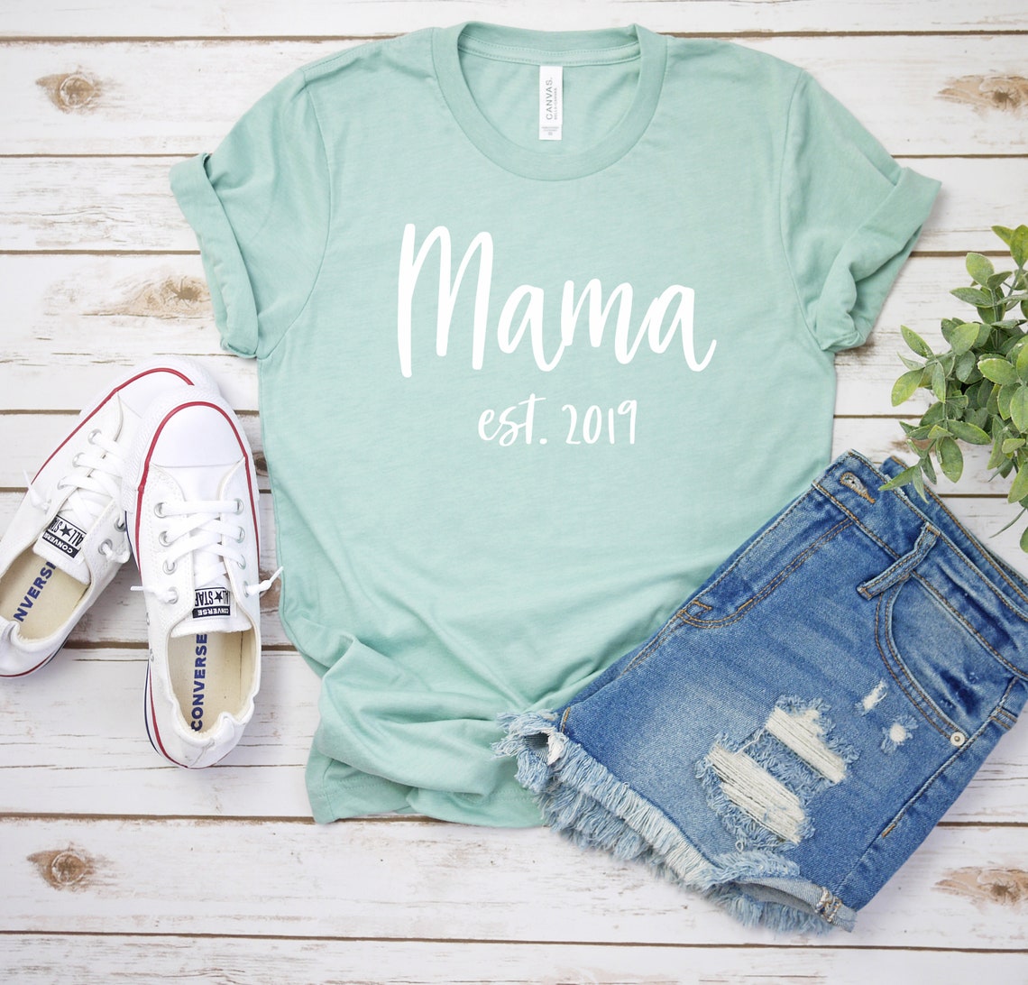Mama Est Shirt, Mommy Est Custom Year T-shirt, New Mom Shirt,promoted ...