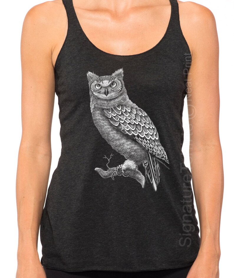 Owl Tank Top. Women's Racerback Tank Top . Yoga Tank Top. Vintage Cute ...
