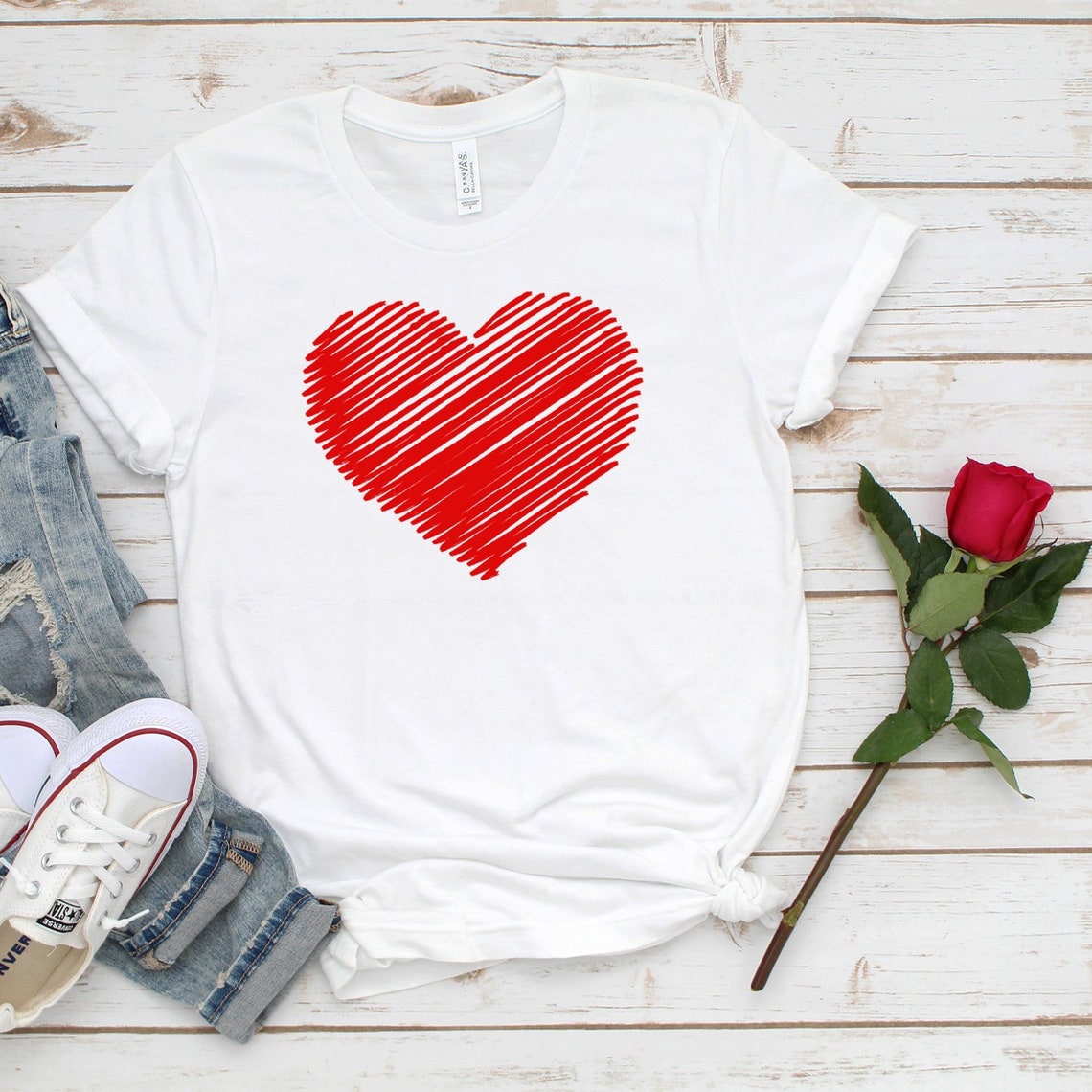 Valentines Pink Heart T-shirt, Unisex Scribble Heart Shirt, Valentines ...