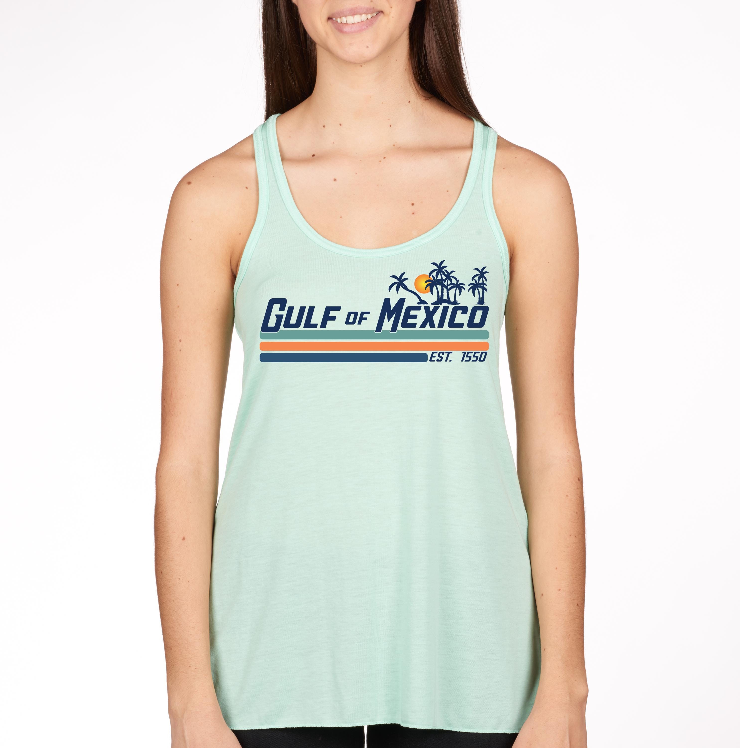 Gulf of Mexico Retro Womens Flowy Racerback Tank Top, Gulf of Mexico ...