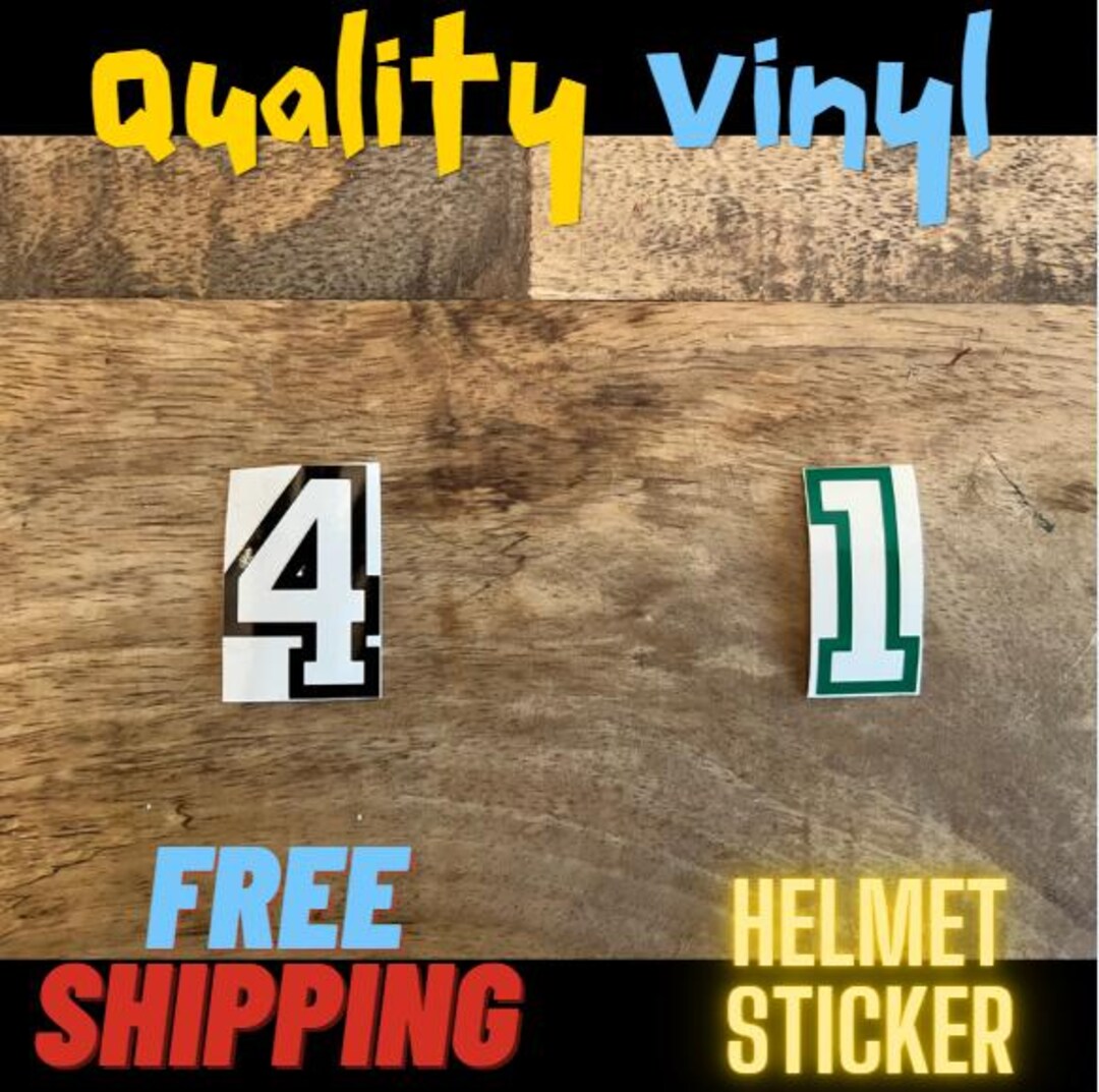 Custom Sports Number Vinyl Decal: Helmet or Water Bottle Sticker - Etsy