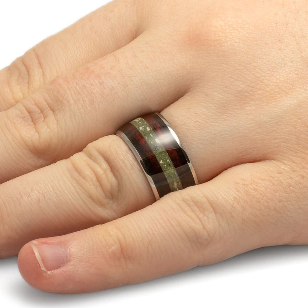 Ash Ring With African Blackwood and Honduran Rosewood in Titanium - Etsy