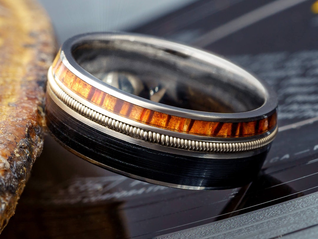 Guitar String & Vinyl LP Record Men's Wedding Band With - Etsy
