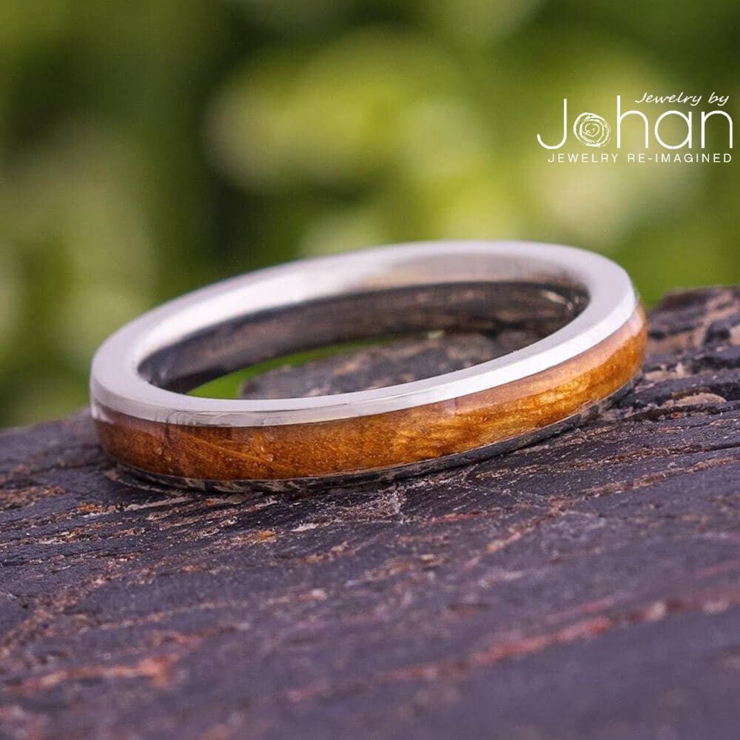 Whiskey Barrel Oak Wood Women's Wedding Ring, in Stock - Etsy