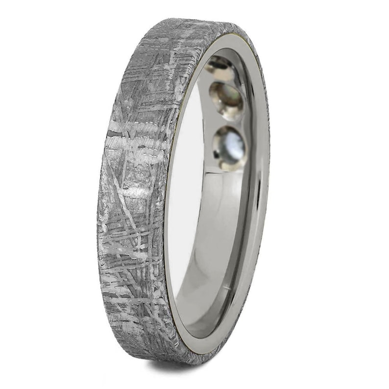 Aquamarine Opal Meteorite Ring, Titanium Wedding Band - Etsy