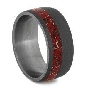 Thick Red Men's Wedding Band With Meteorite, Other Stardust Colors ...