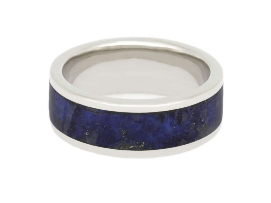 Platinum Lapis Lazuli Men's Wedding Band | Etsy