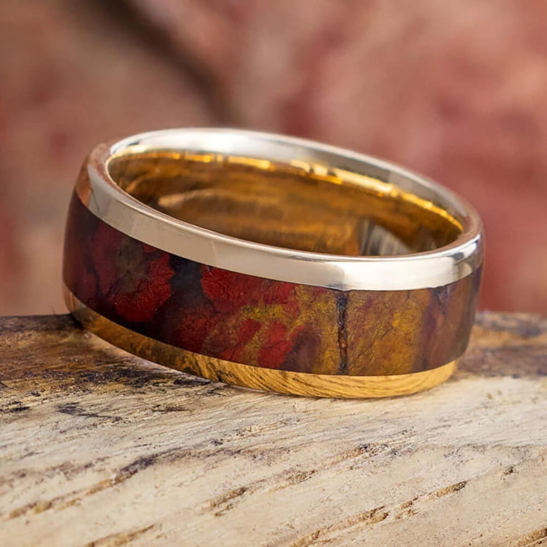 Jasper and Gold Wedding Ring - Etsy