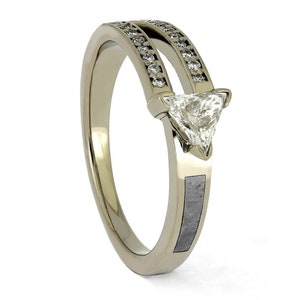 Triangle Cut Diamond Engagement Ring With Meteorite - Etsy