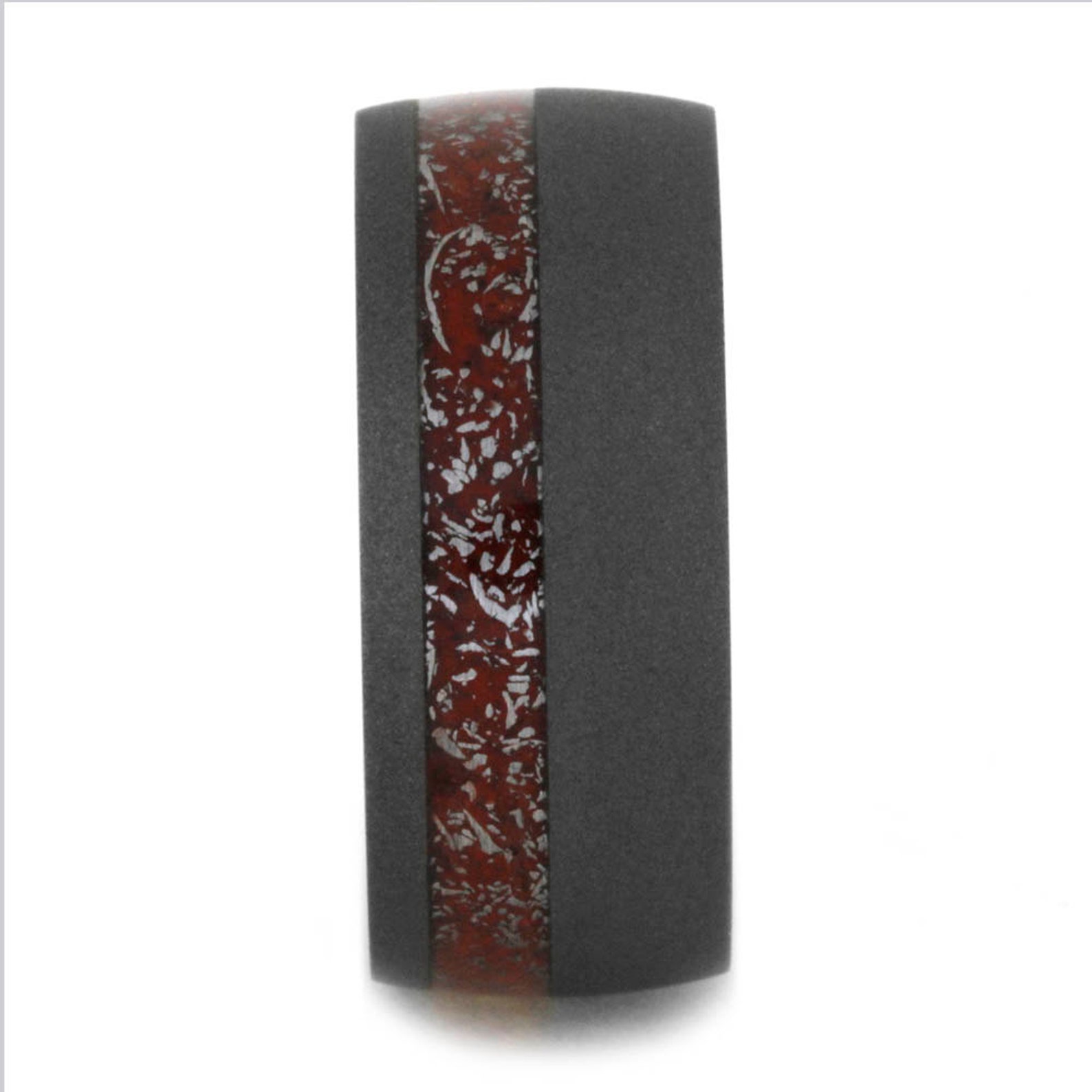 Thick Red Men's Wedding Band With Meteorite Other | Etsy