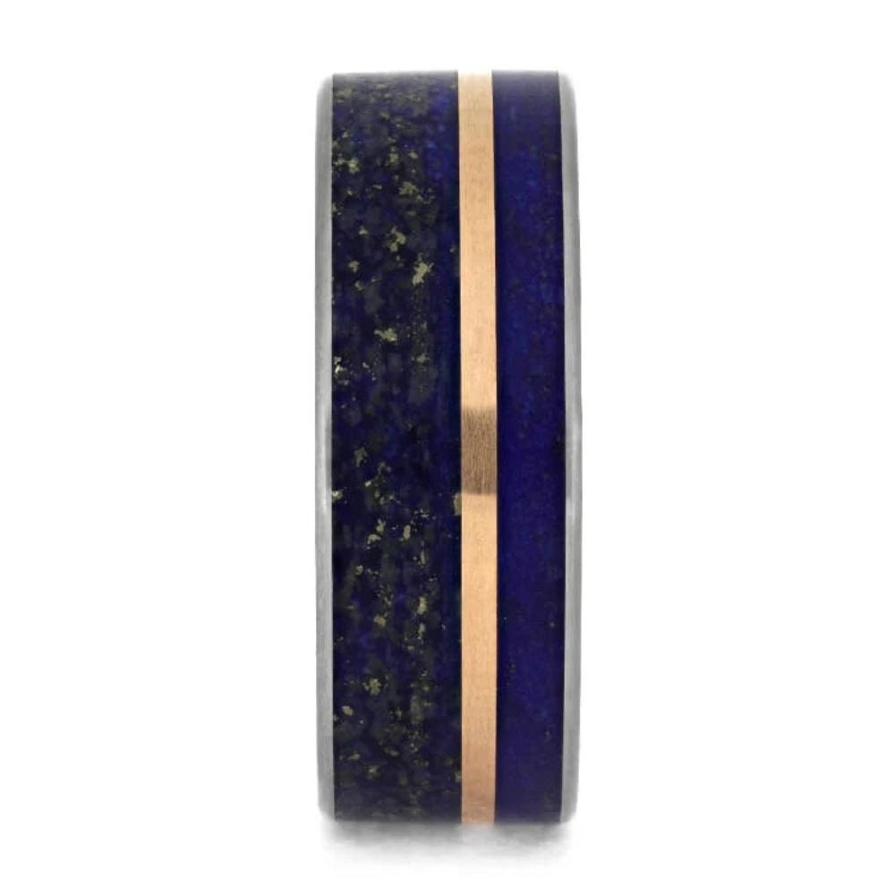 Lapis Lazuli Wedding Band With Rose Gold Pinstripe - Etsy