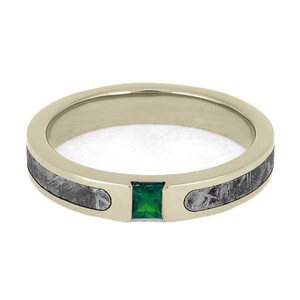 Emerald & Meteorite Engagement Ring Wedding Band With - Etsy