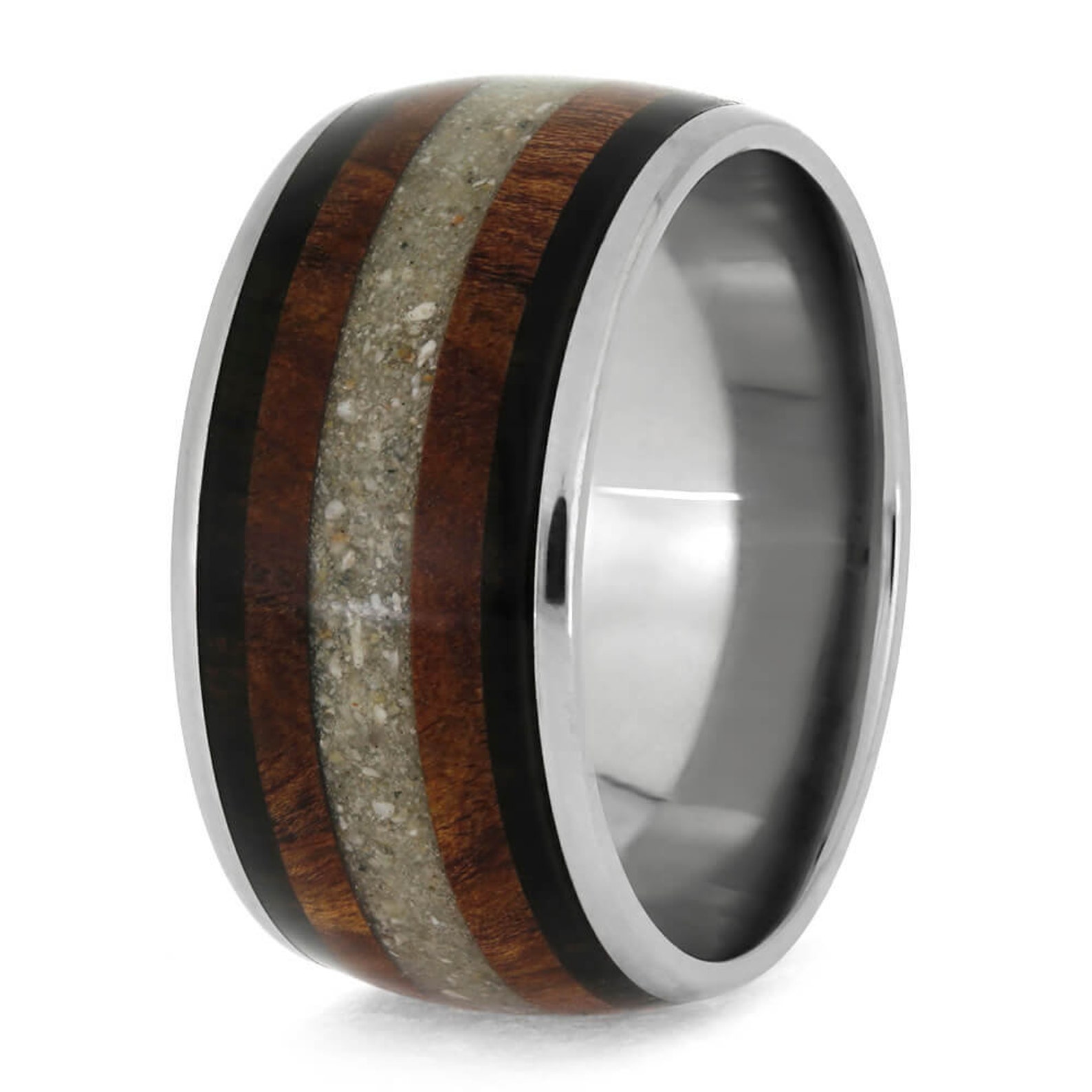 Ash Ring With African Blackwood and Honduran Rosewood in Titanium - Etsy