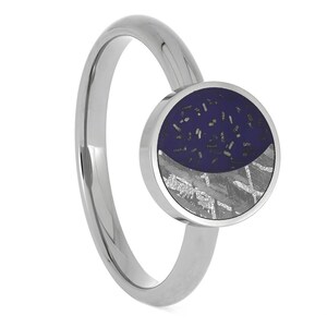 Starry Night Meteorite Ring Featuring Meteorite Moon and Blue Stardust ...