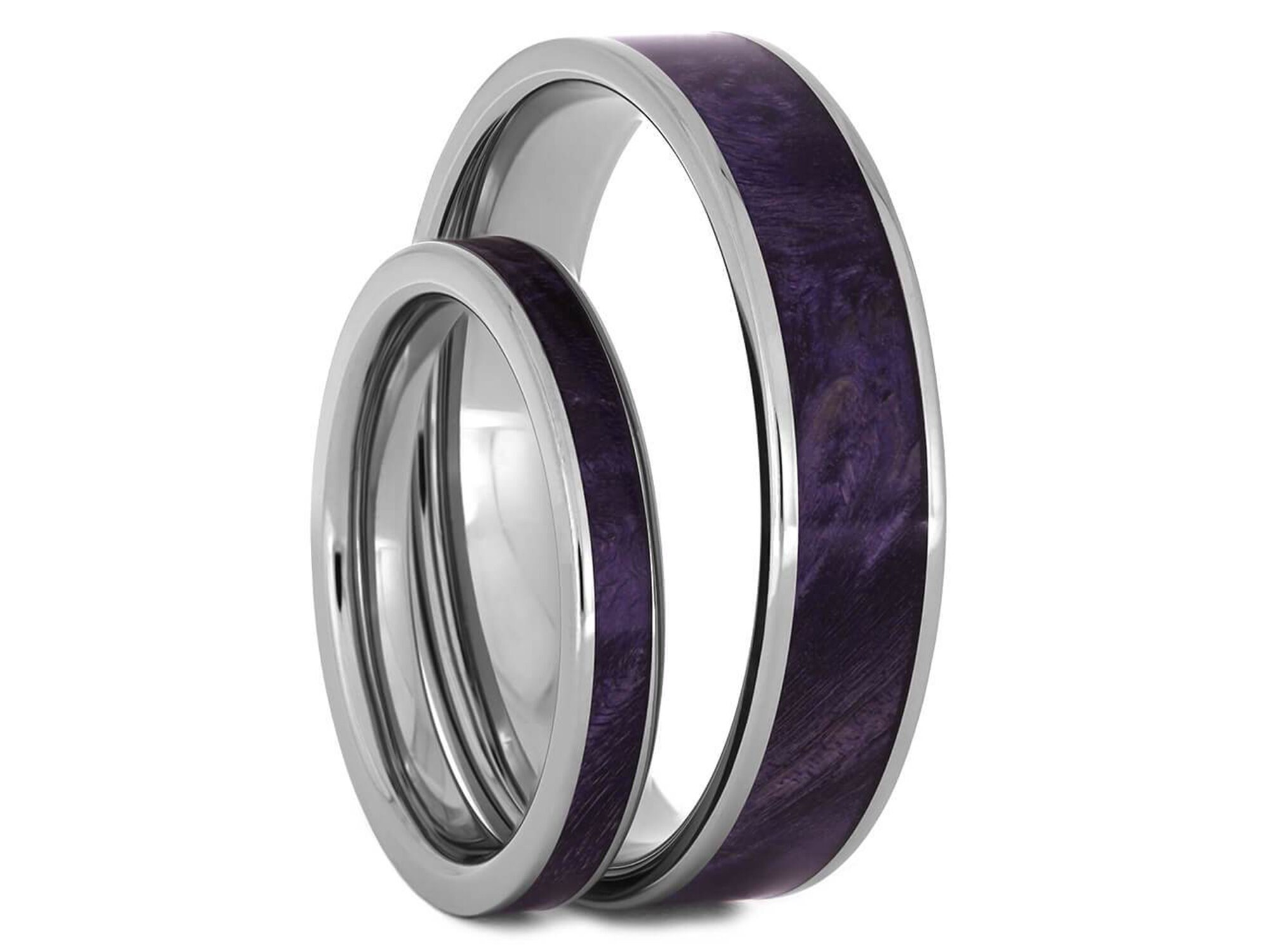 Purple Wedding Rings Matching Wedding Band Set With Purple | Etsy