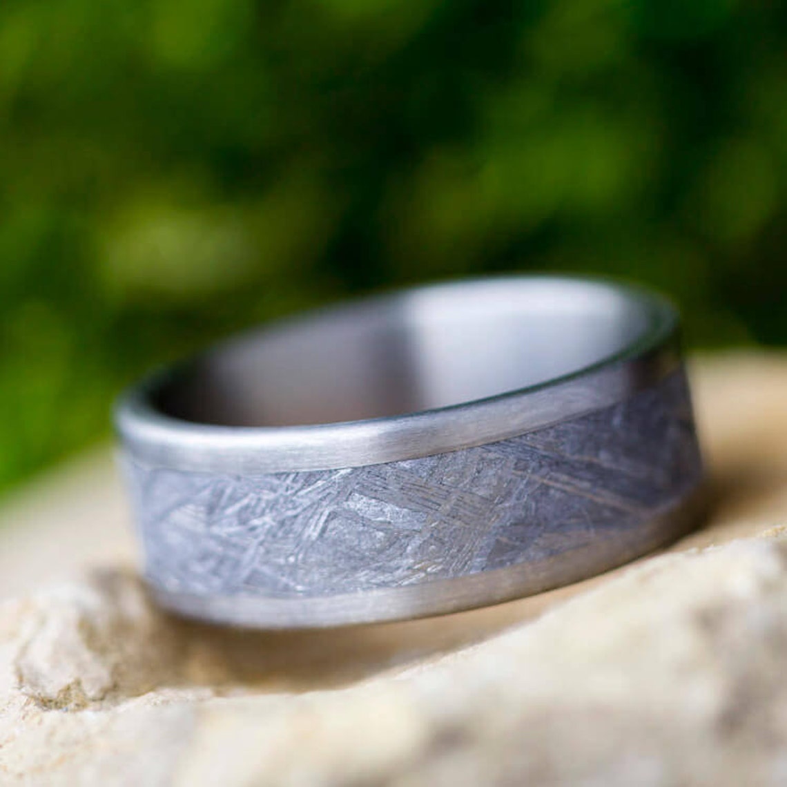Meteorite Ring in Brushed Titanium Masculine Meteorite Ring | Etsy