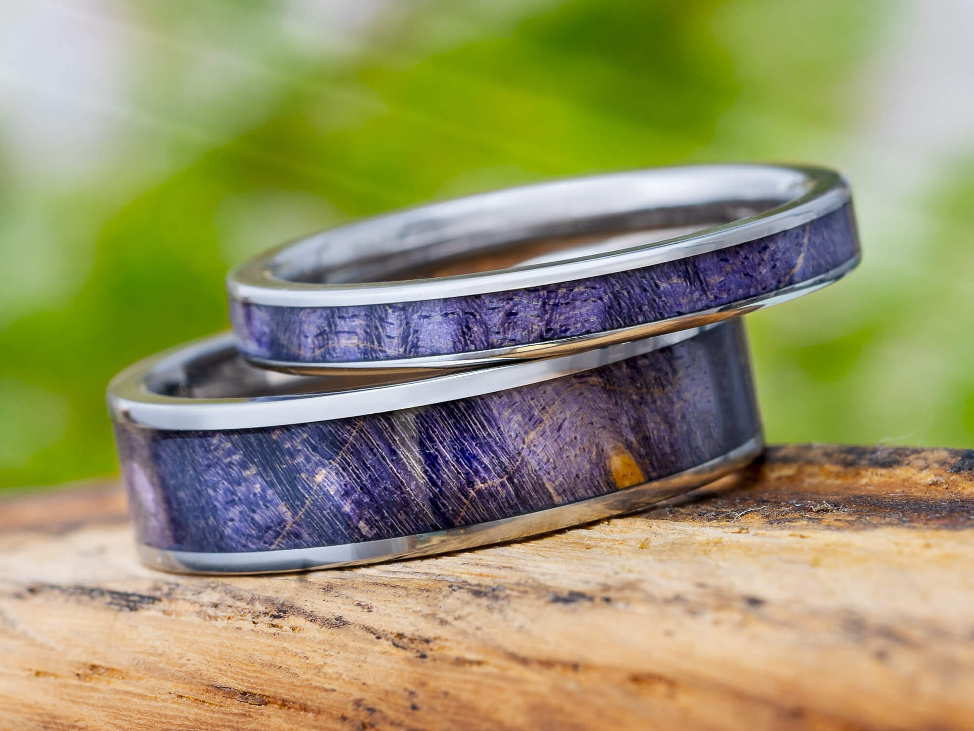 Purple Wedding Rings Matching Wedding Band Set With Purple | Etsy