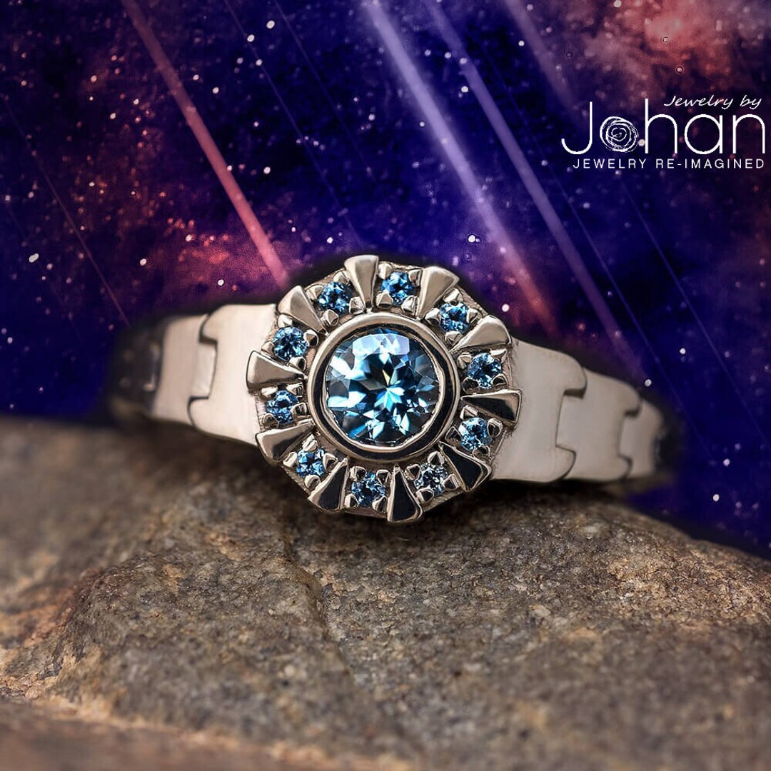 Iron Man Ring, Aquamarine Arc Reactor Ring - Etsy