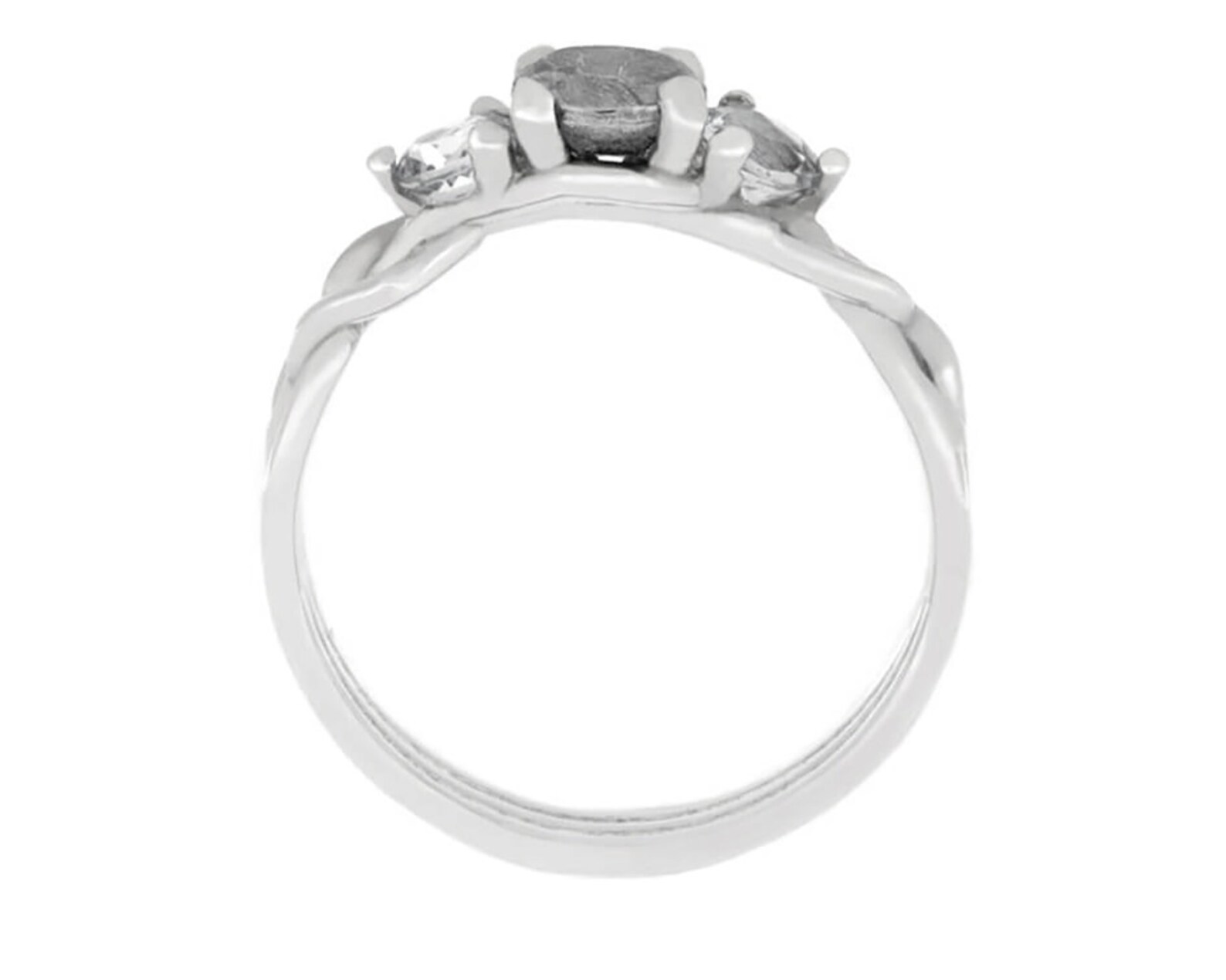 Meteorite Stone Engagement Ring With Moissanite Accents in | Etsy