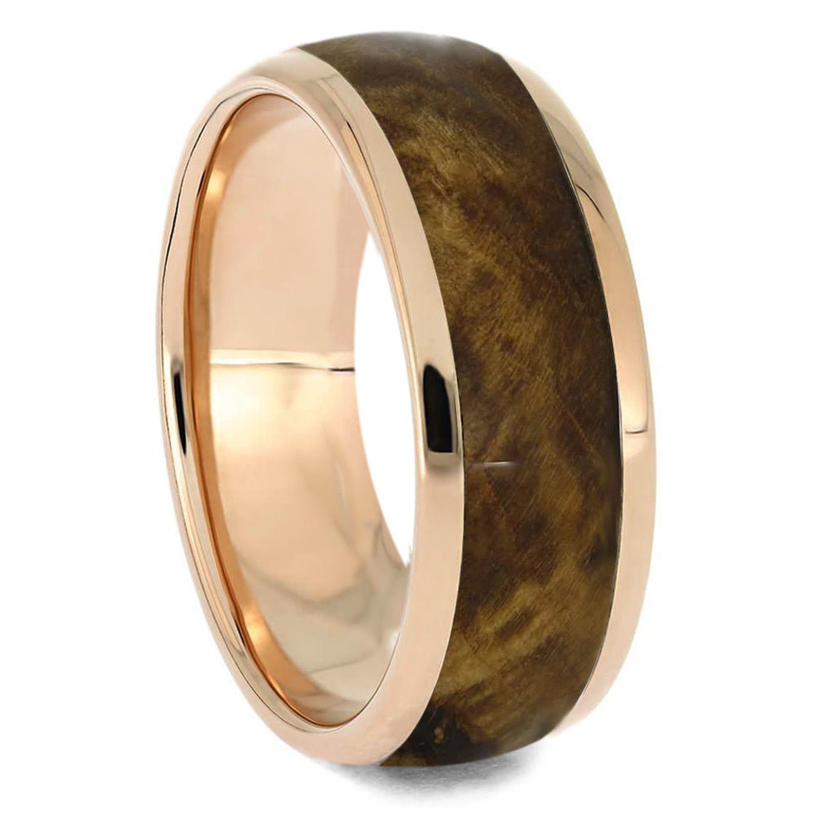 Solid Gold & Wood Men's Wedding Band Simple Gold Ring for - Etsy