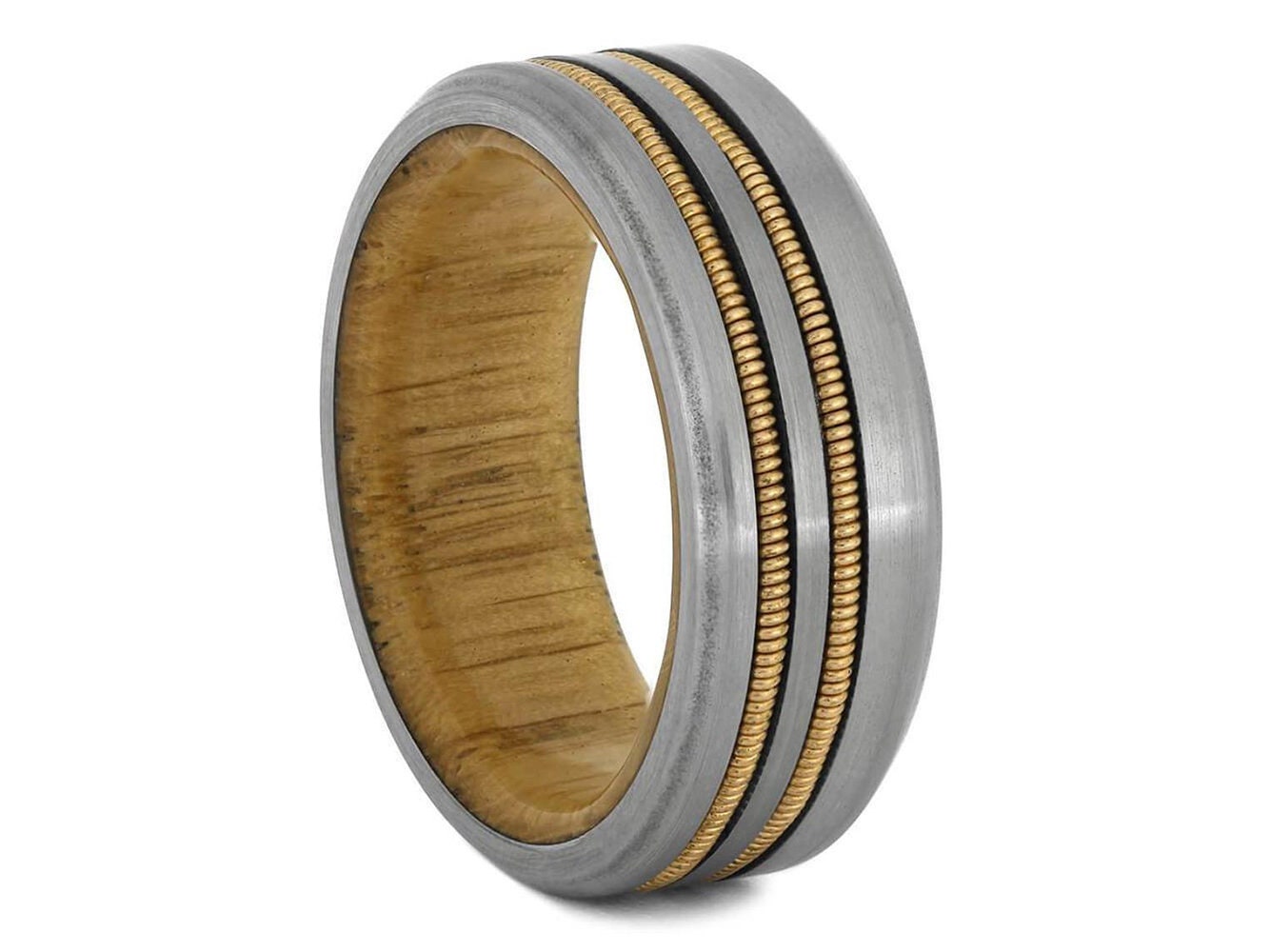 Double Guitar String & Wood Men's Wedding Band Ring for | Etsy
