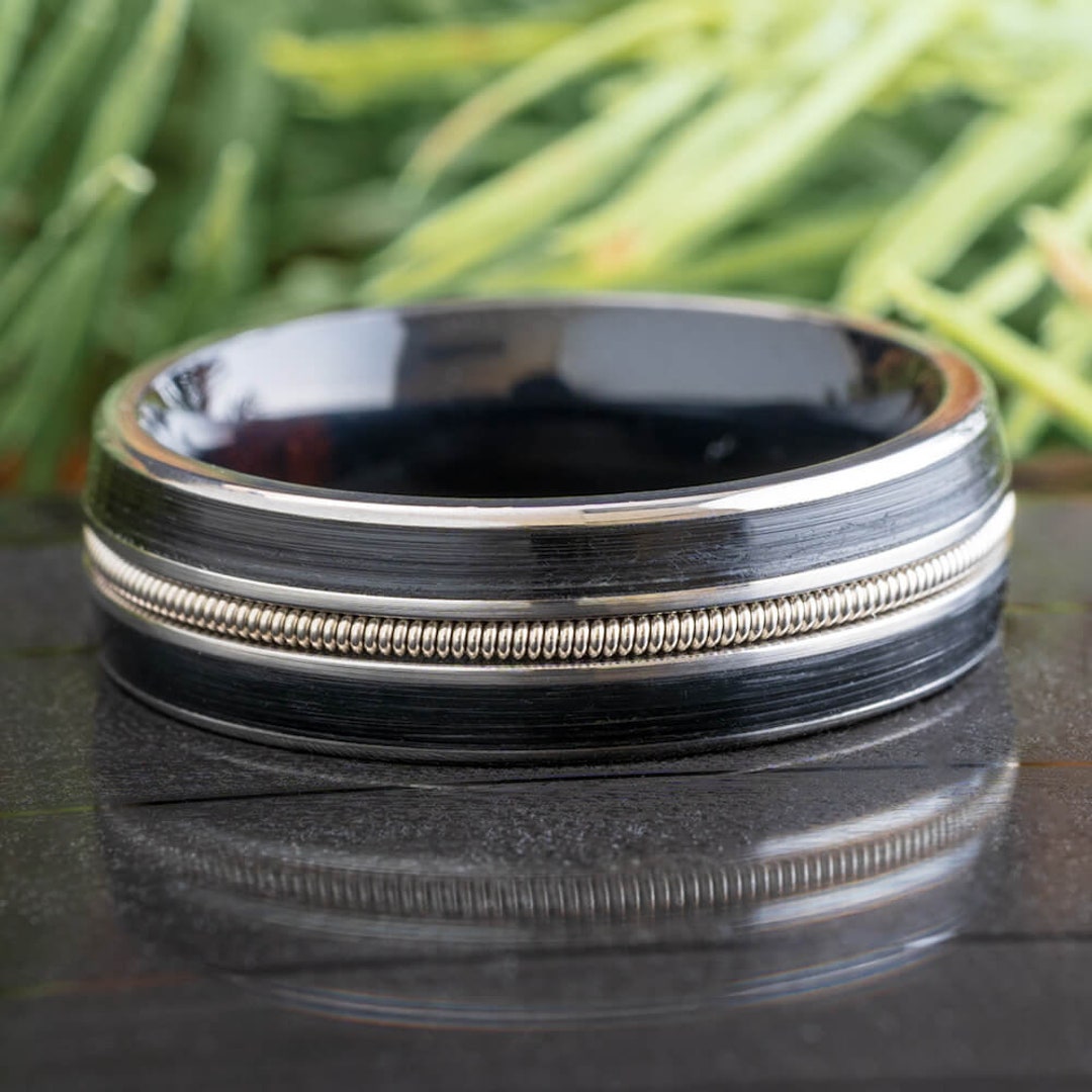Vinyl Record and Guitar String Ring With Wood Sleeve - Etsy