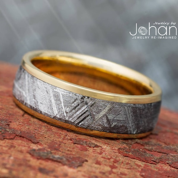 Gold and Meteorite Ring - Etsy