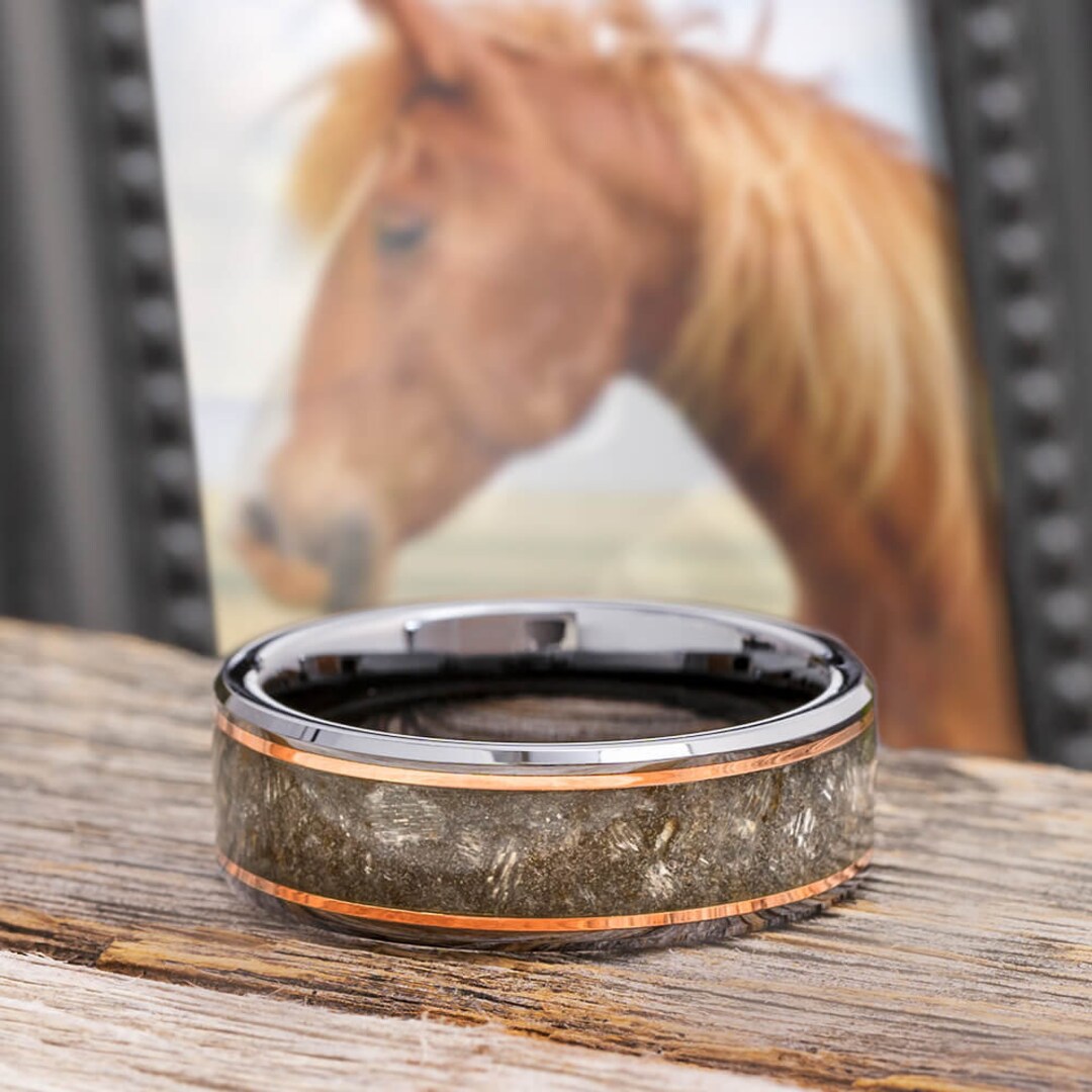 Tungsten Horse Hoof Ring With Gold Pinstripes - Etsy