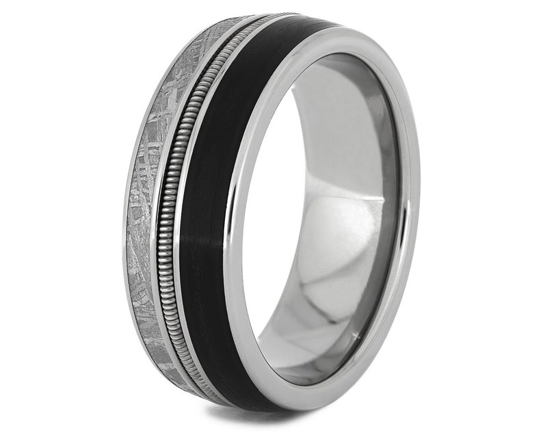 Vinyl Record Ring With Guitar String and Meteorite - Etsy