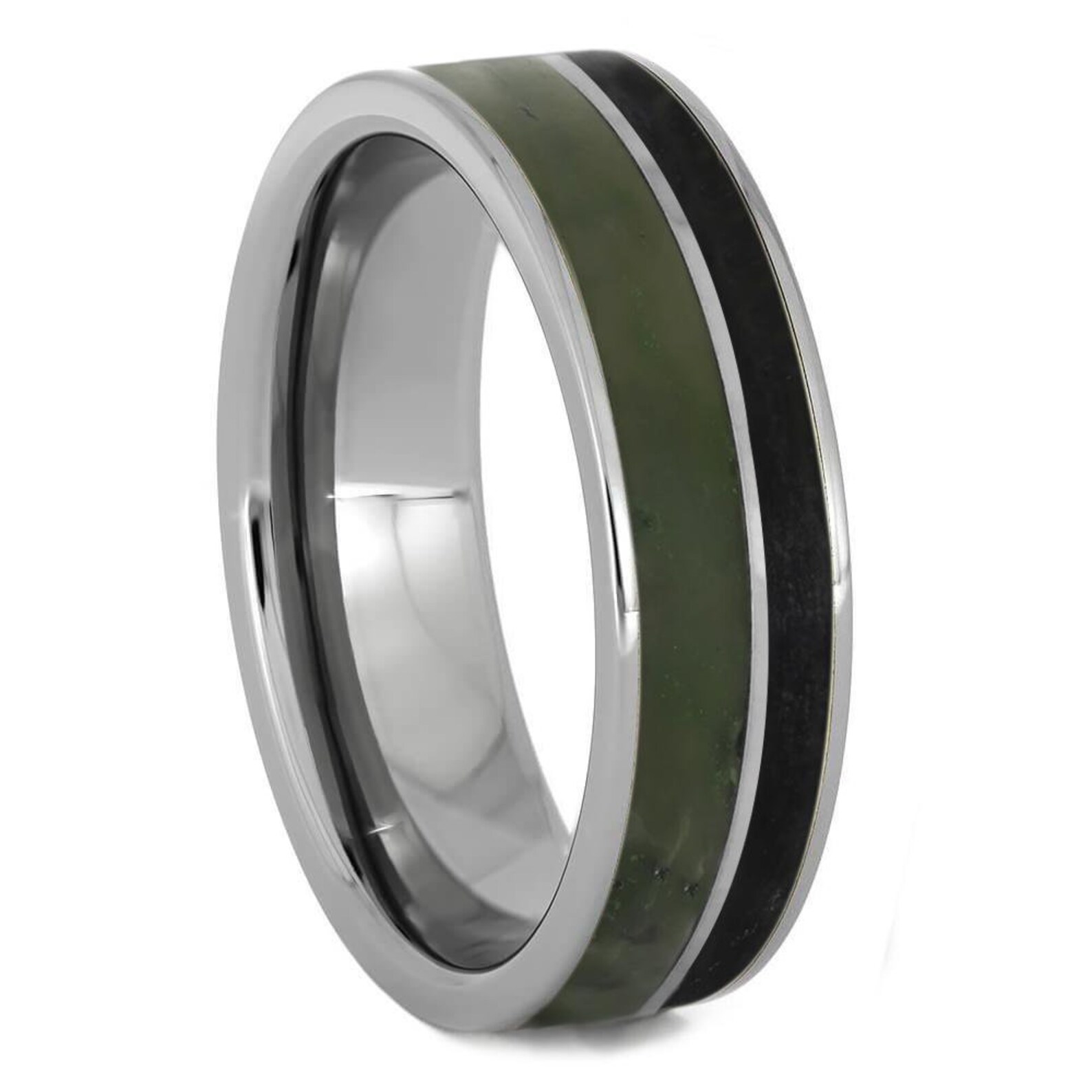 Jade and Obsidian Wedding Band - Etsy