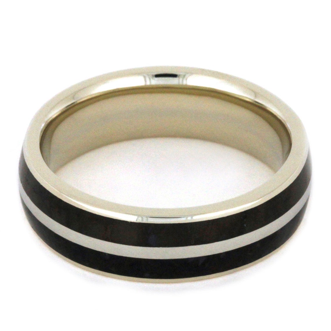 White Gold Dinosaur Bone Wedding Band Gembone Ring for Man | Etsy