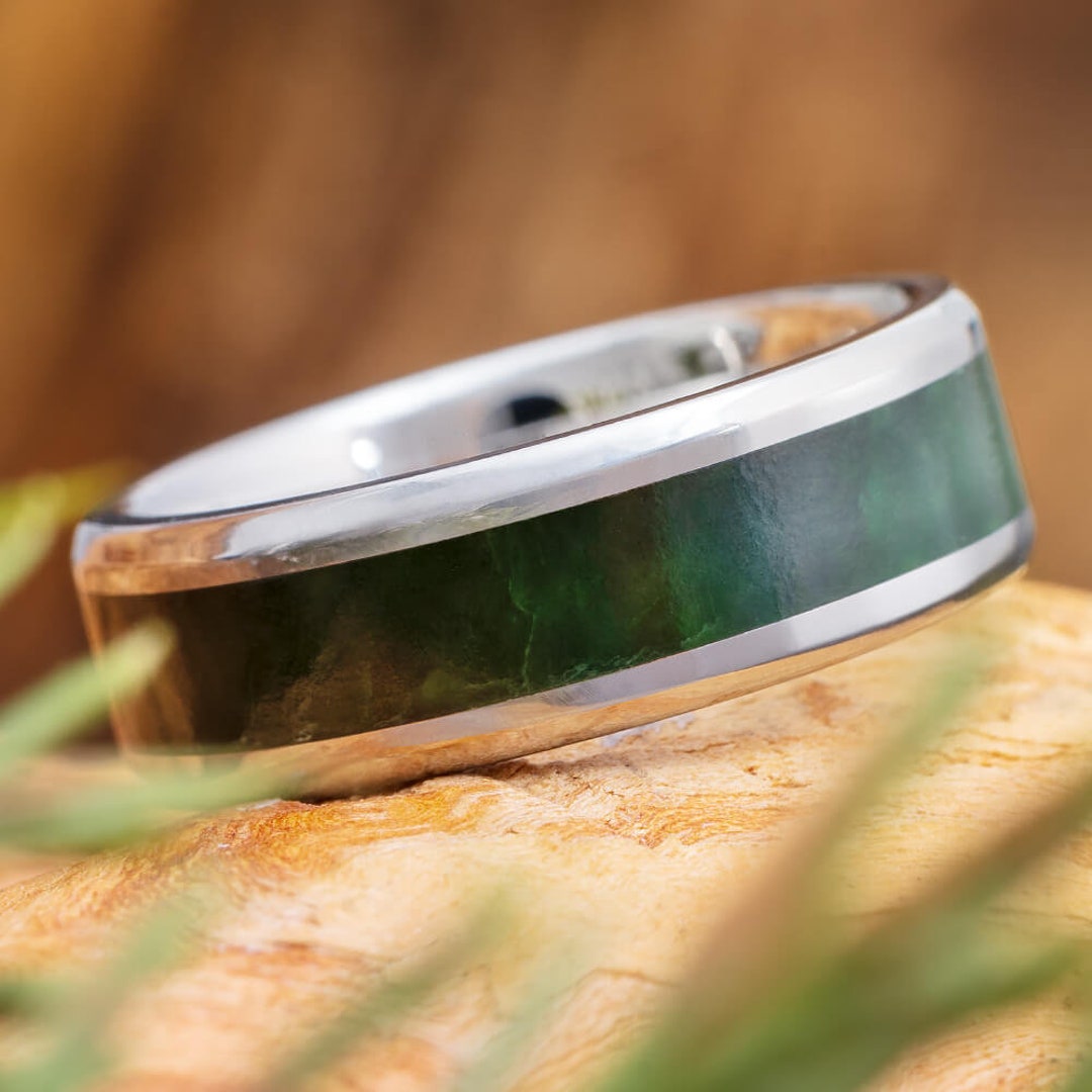 Green Jade Men's Wedding Band - Etsy