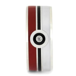 Pokeball Ring, Moissanite Ring With Red, White, and Black Enamel ...