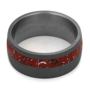 Thick Red Men's Wedding Band With Meteorite Other | Etsy