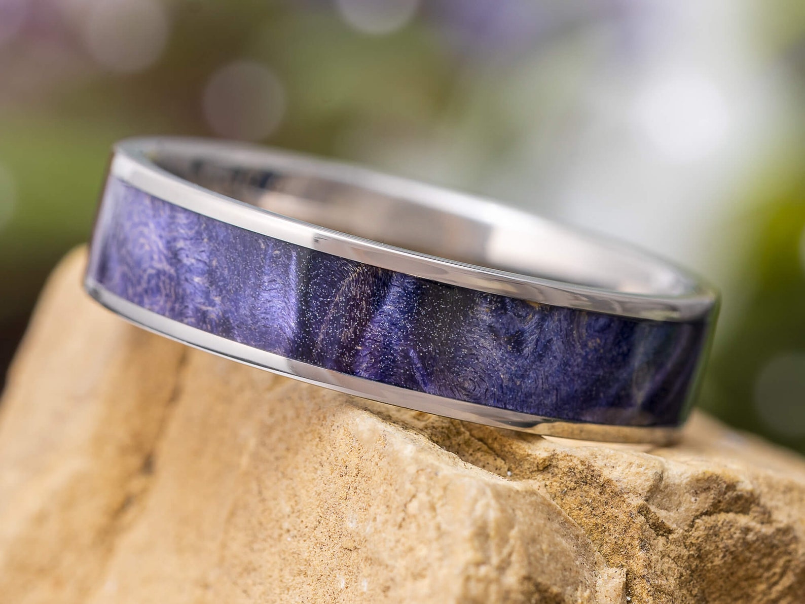 Purple Burl Wood Men's Wedding Band Purple Ring for Man - Etsy