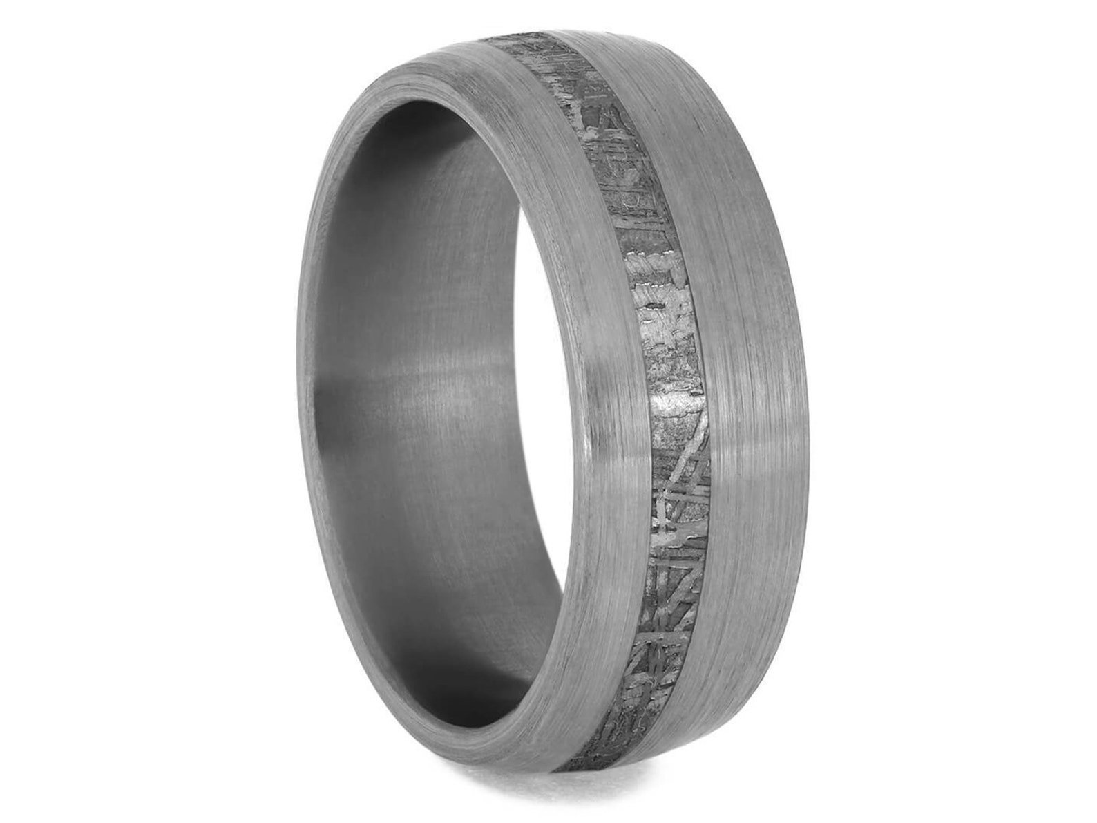 Brushed Titanium & Meteorite Men's Wedding Band Masculine | Etsy