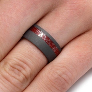 Thick Red Men's Wedding Band With Meteorite, Other Stardust Colors ...