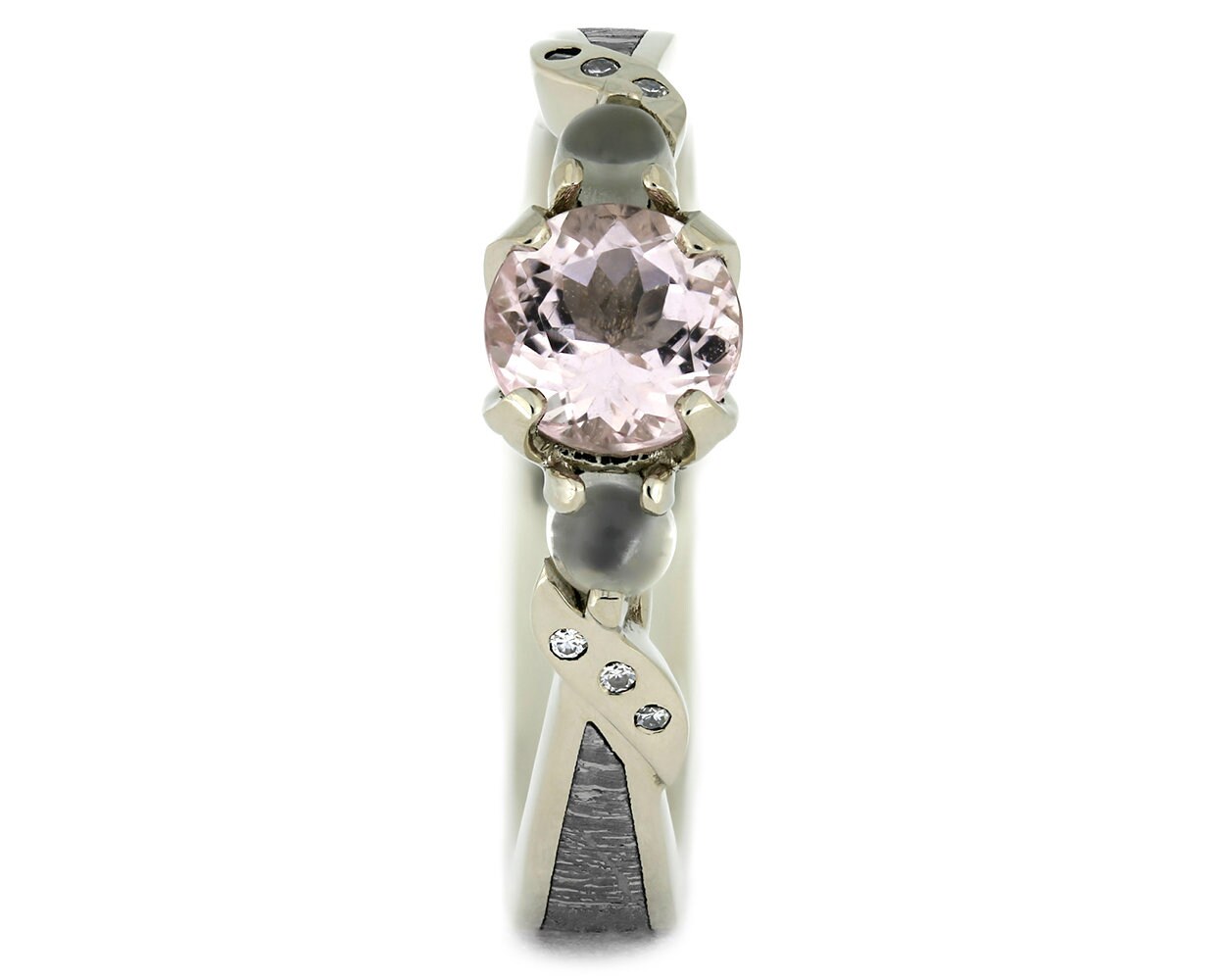 Morganite & Moonstone Engagement Ring With Meteorite Inlay | Etsy