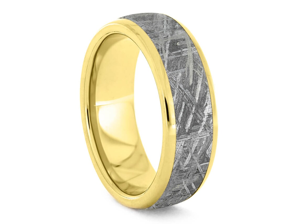 Solid Gold Meteorite Men's Wedding Band Solid Gold | Etsy